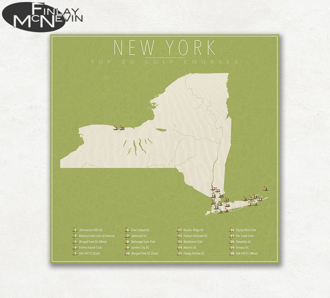NEW YORK GOLF Courses, New York Map Featuring the Top 20 Golf Courses ...