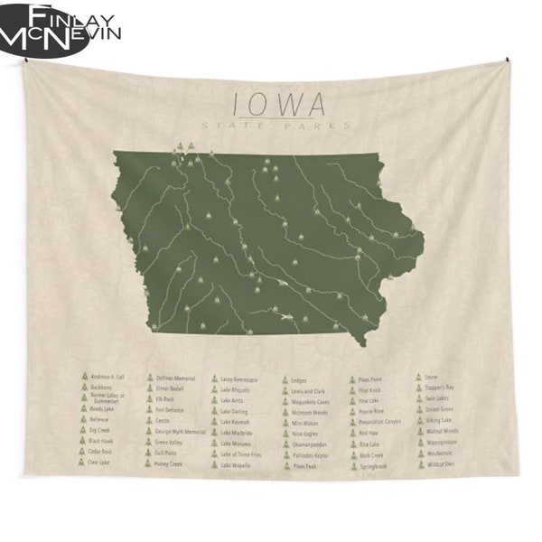 Iowa State Park Map - Etsy