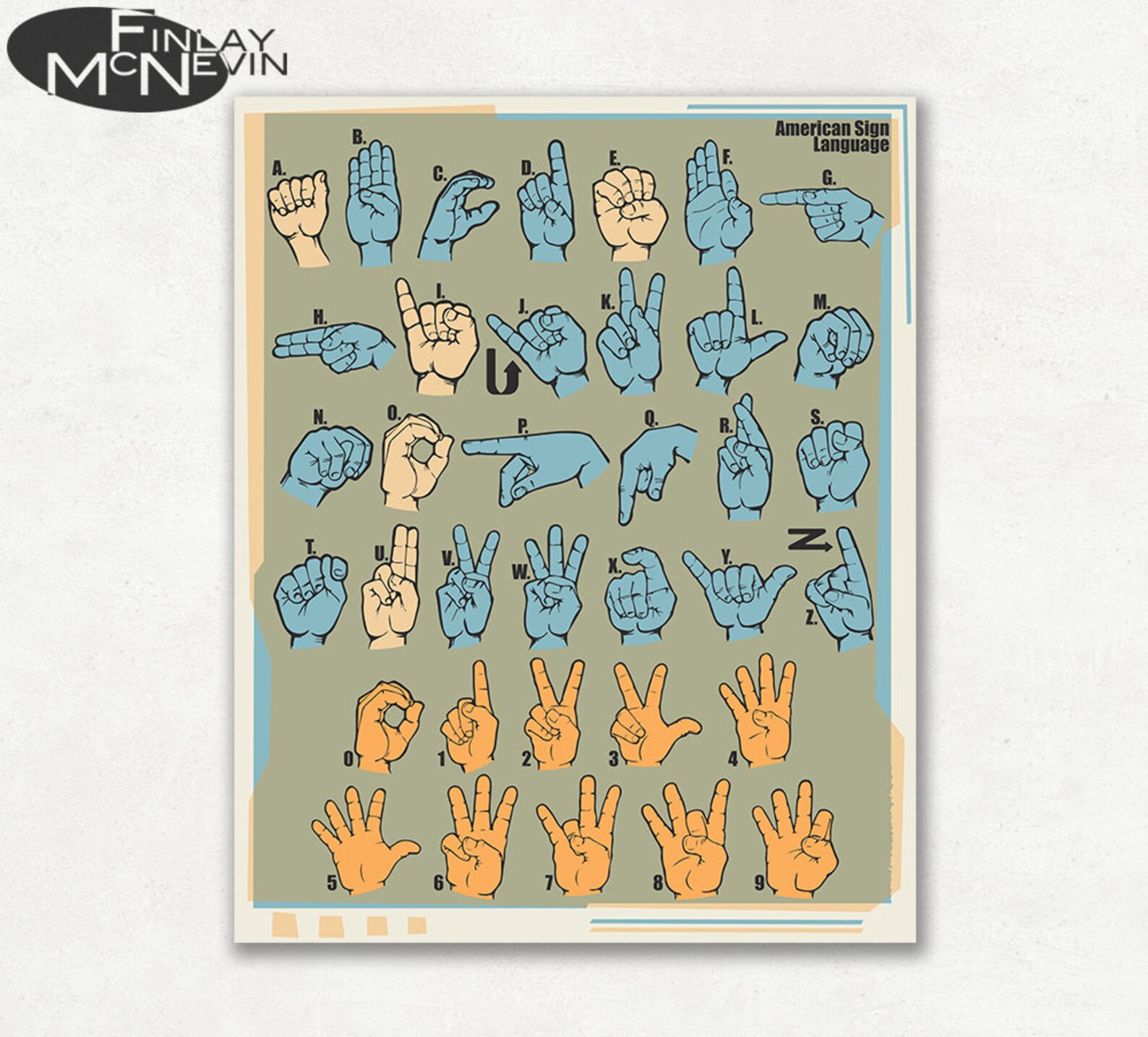 AMERICAN SIGN LANGUAGE Educational Language Chart Science | Etsy