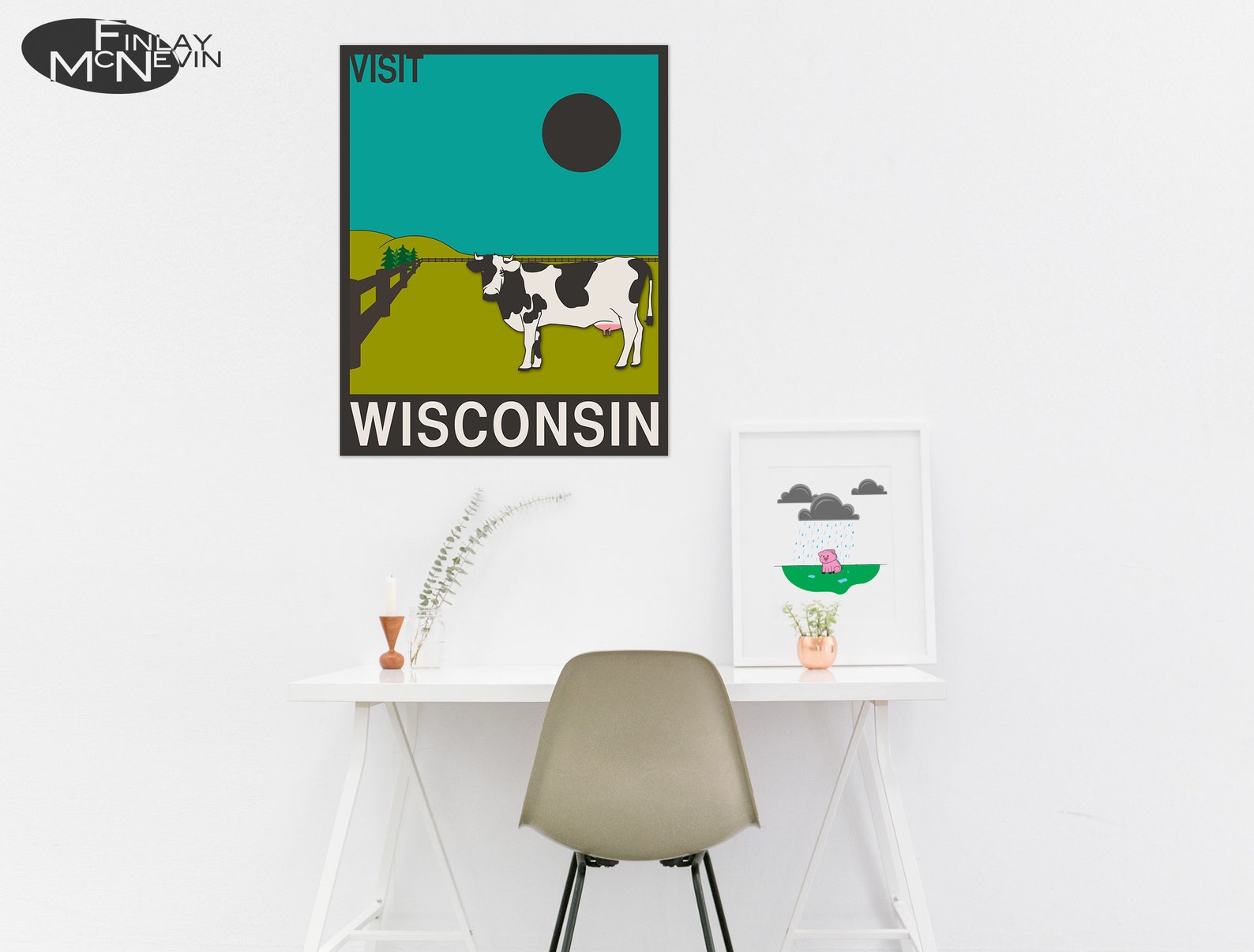WISCONSIN AMERICAN Travel Poster Retro Pop Art | Etsy