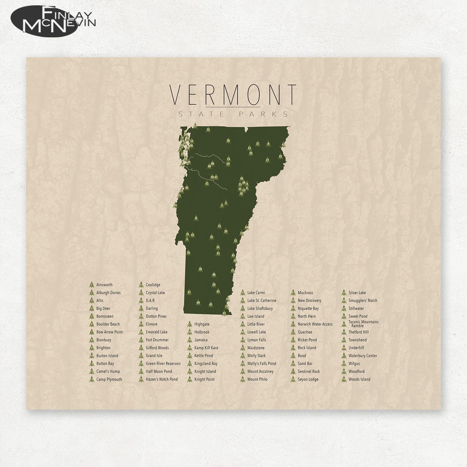 Vermont Parks Tapestry - State Park Map Wall Art Decor - Etsy