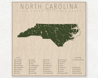 North Carolina State Parks Map - Etsy