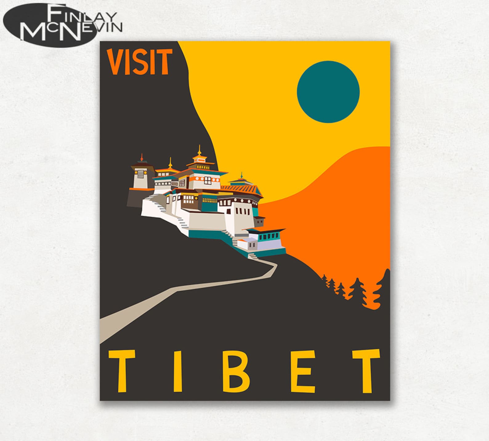 TIBET ASIAN Travel Poster Retro Pop Art | Etsy