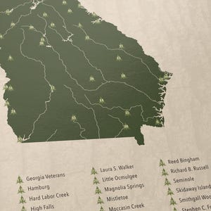 Georgia State Parks Map, Giclée Print, Vintage Wall Art, Unframed ...