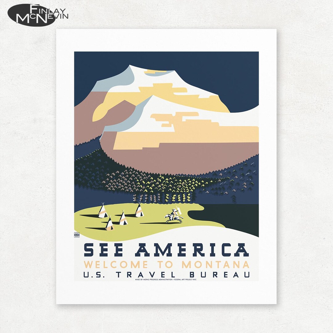 See America - Montana, Vintage 1930's WPA Poster Reproduction, Unframed ...