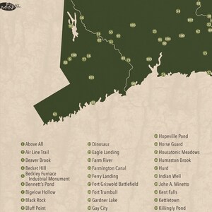 Connecticut State Parks Map, Giclée Print, Vintage Wall Art, Unframed ...