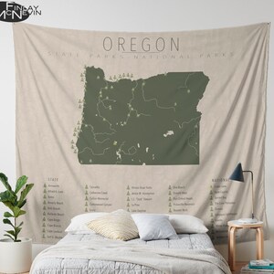 OREGON PARKS TAPESTRY, National and State Park Map, Wall Tapestry for ...
