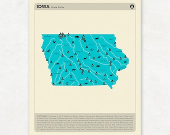 Iowa State Parks Map - Etsy