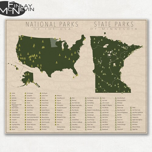 Minnesota State Parks Map 11x14 Print - Etsy