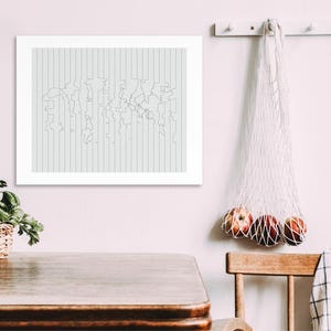 World Time Zone Map, Unframed Giclee Fine Art Print - Minimalist Travel ...
