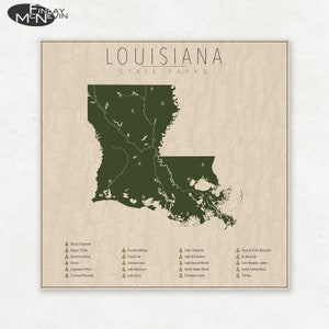 LOUISIANA PARKS, State Park Map, Fine Art Photographic Print for the ...