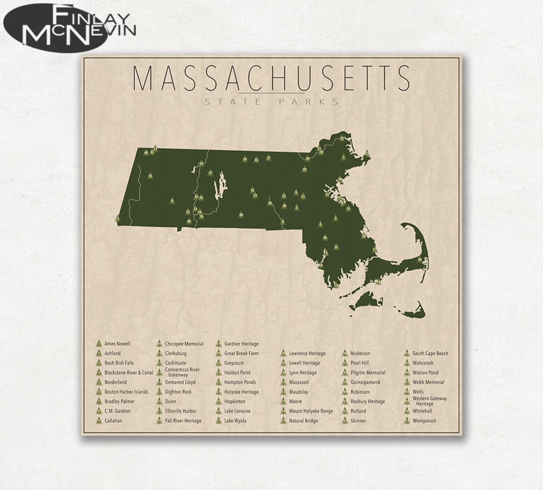 MASSACHUSETTS PARKS State Park Map Fine Art Photographic - Etsy