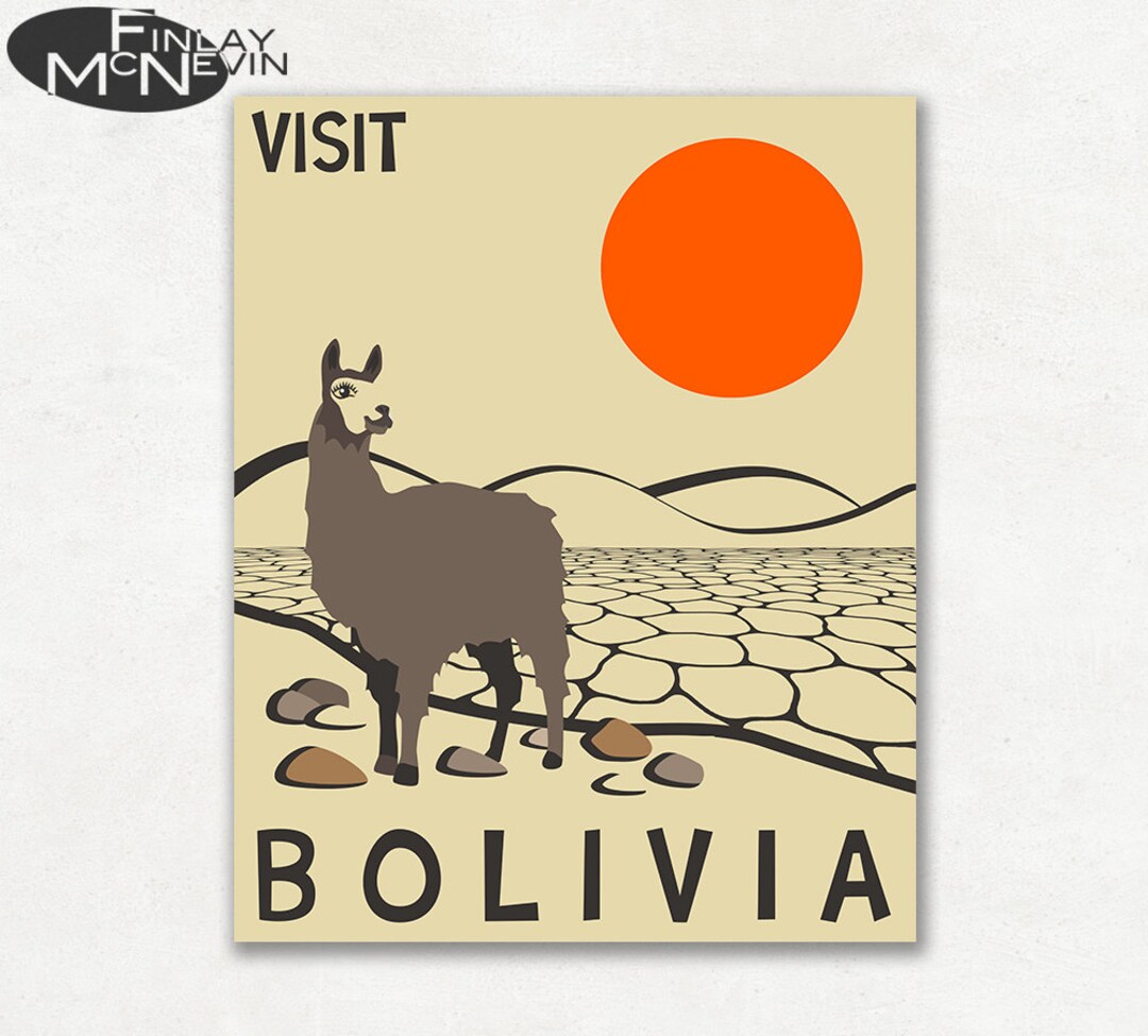BOLIVIA, SOUTH AMERICAN Travel Poster, Retro Pop Art - Etsy