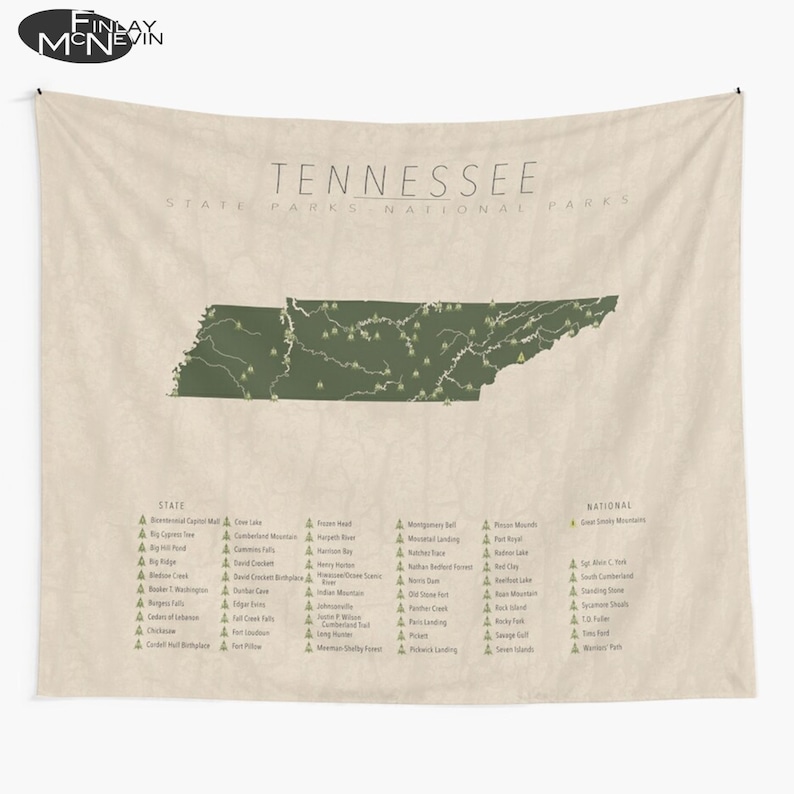 Tennessee Parks Tapestry - National & State Park Map Wall Art - Etsy