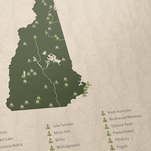 New Hampshire State Parks Map, Giclée Print, Vintage Wall Art, Unframed ...