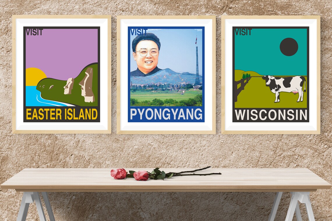 PYONGYANG Asian Travel Poster Retro Pop Art | Etsy