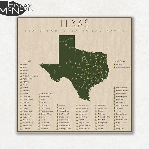 Texas Park Poster - Etsy