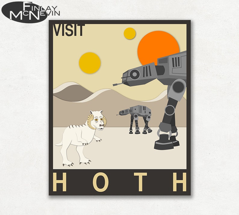 VISIT HOTH Star Wars Travel Poster Retro Pop Art Beige - Etsy