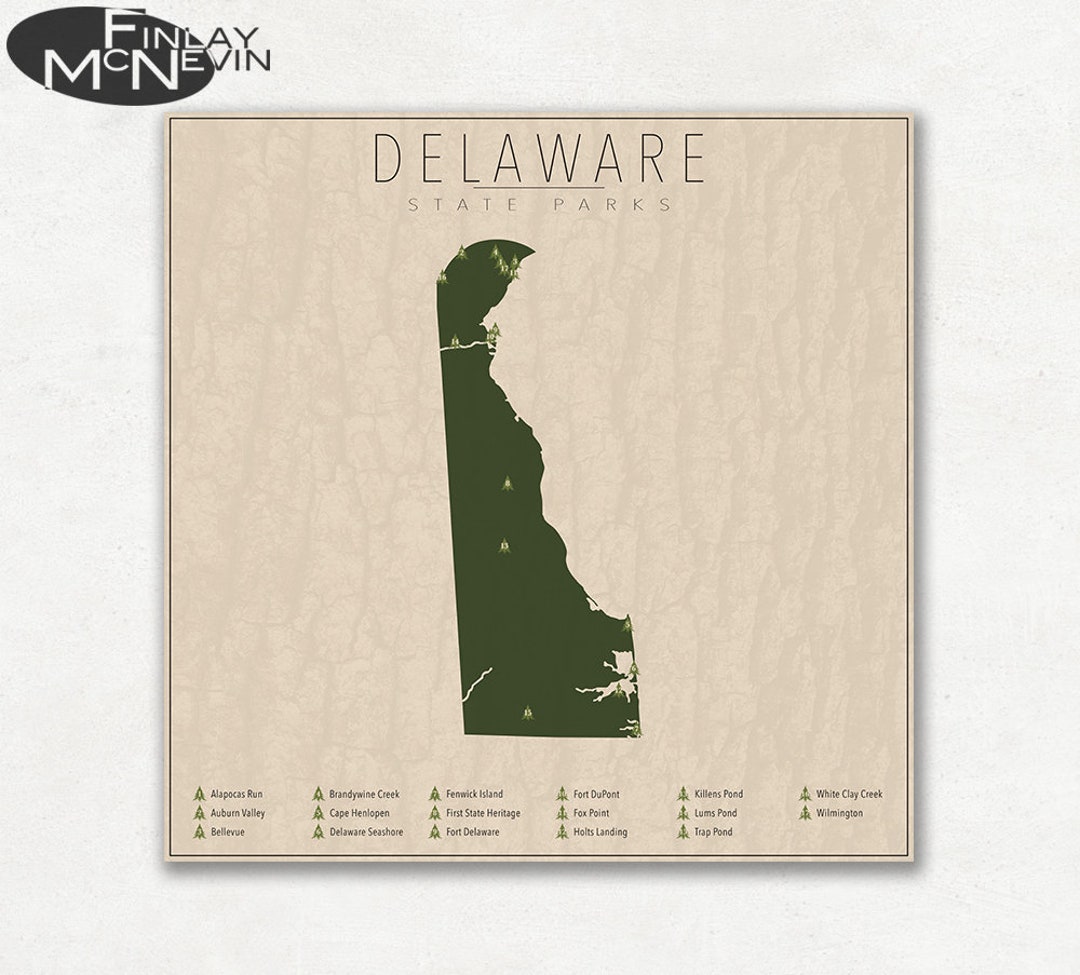 DELAWARE PARKS State Park Map Fine Art Photographic Print - Etsy