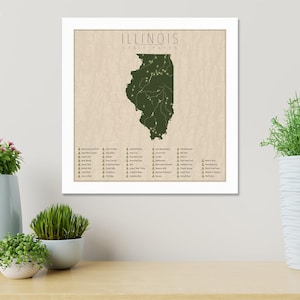 Illinois State Parks Map, Giclée Print, Vintage Wall Art, Unframed ...