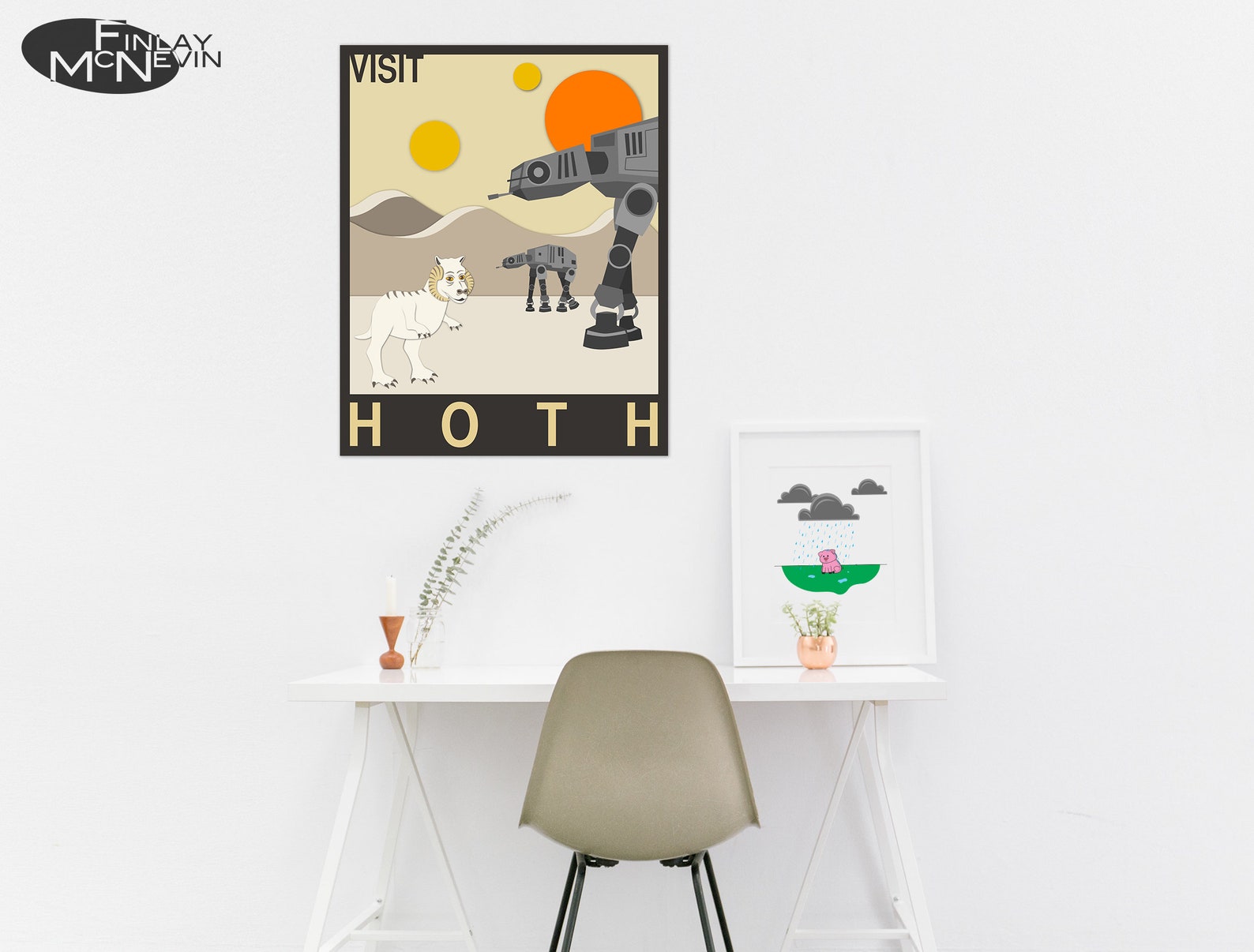 VISIT HOTH Star Wars Travel Poster Retro Pop Art Beige - Etsy
