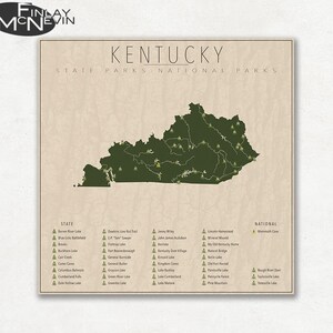 KENTUCKY PARKS National and State Park Map Fine Art - Etsy