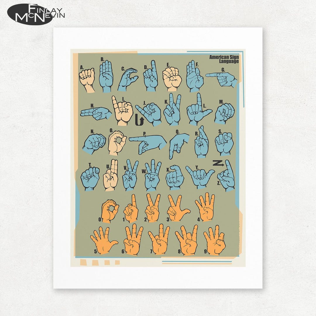 American Sign Language Alphabet Chart Print - ASL Educational Poster ...
