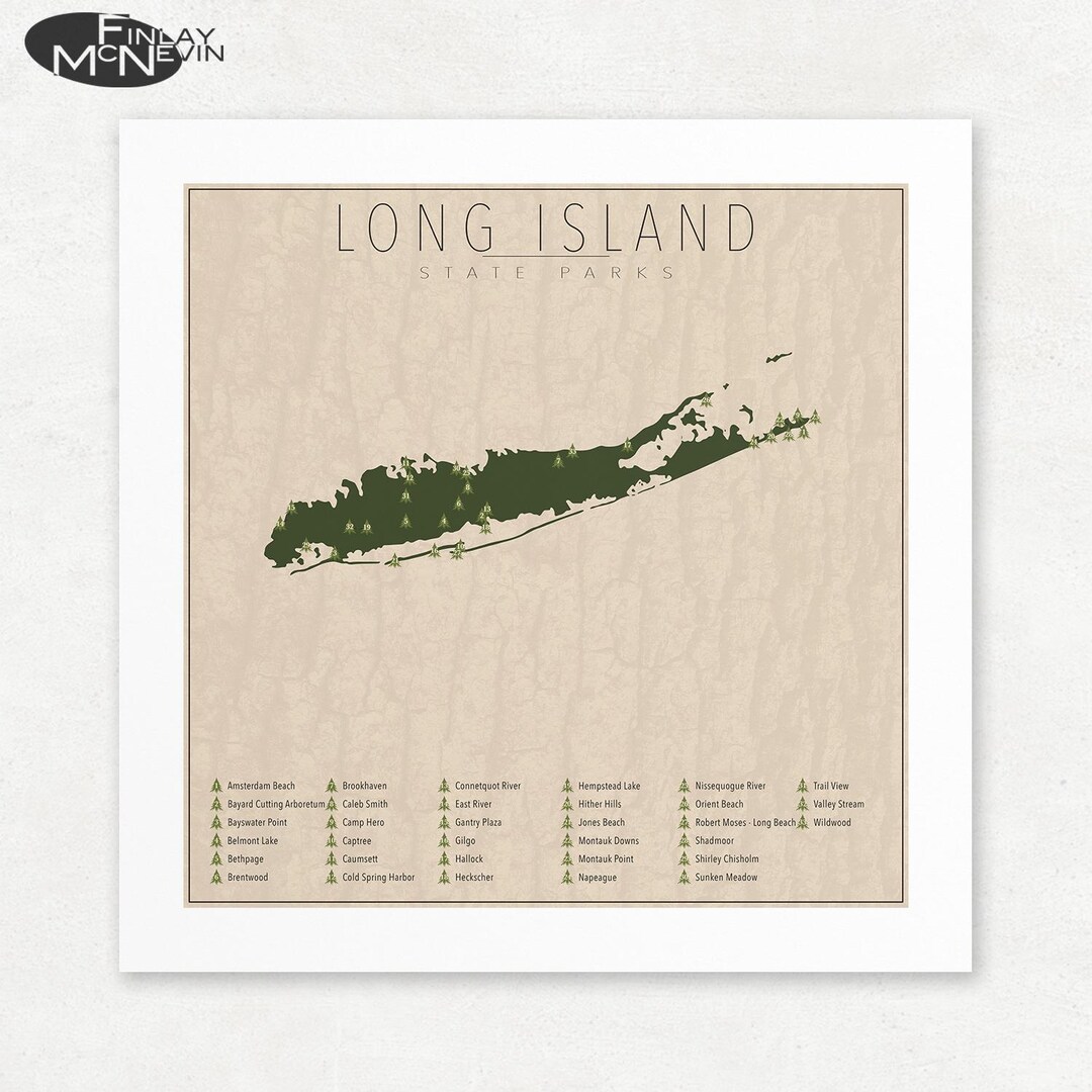 Long Island State Parks Map, Giclée Print, Vintage Wall Art, Unframed ...