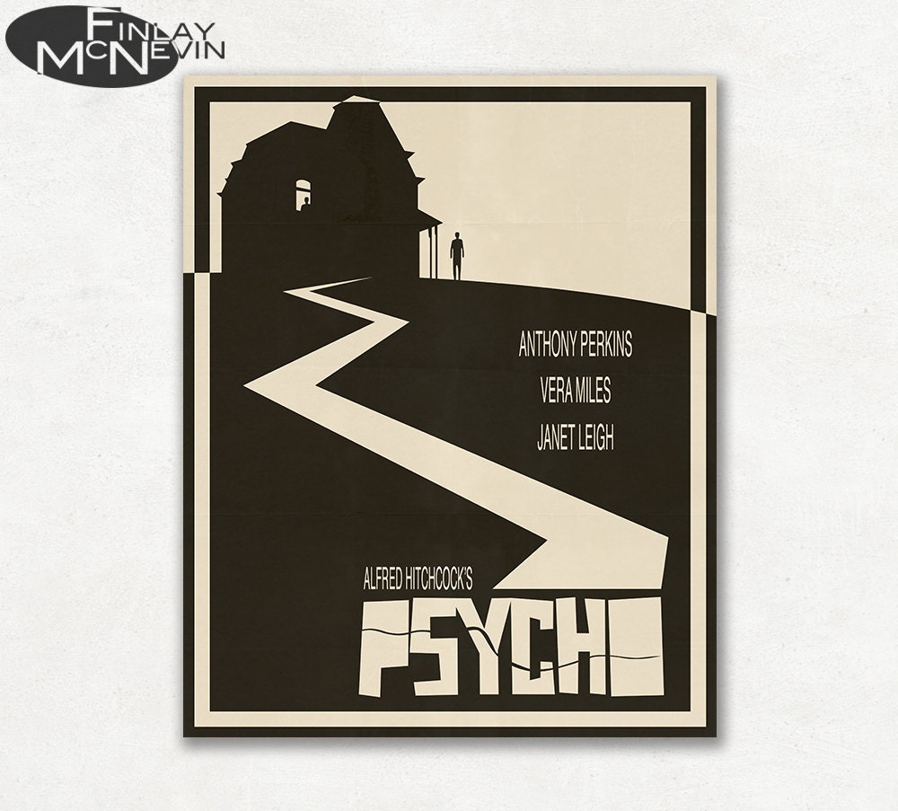 Psycho Movie Poster Beige version Fine Art Print | Etsy