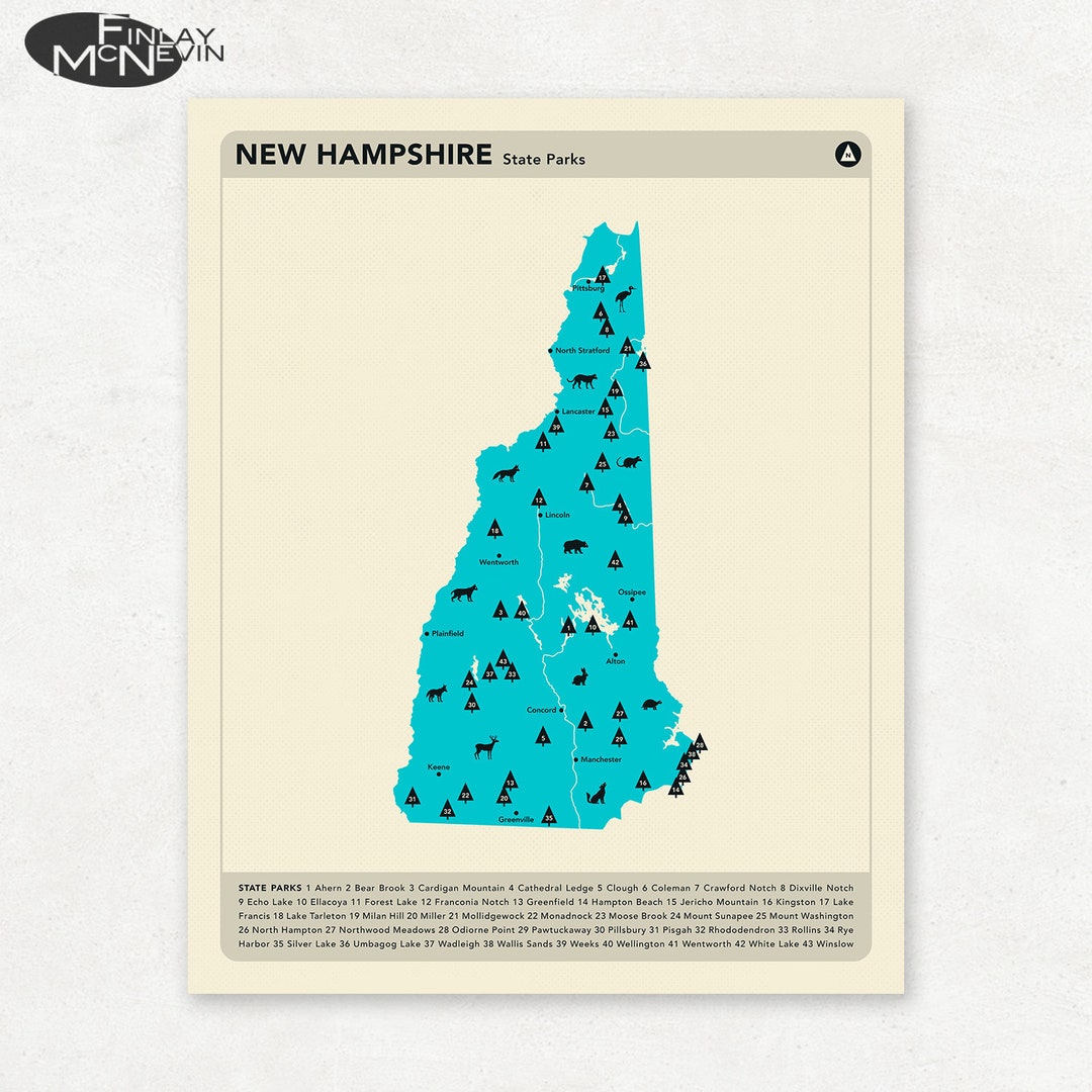 NEW HAMPSHIRE PARKS State Park Map Fine Art Photographic - Etsy