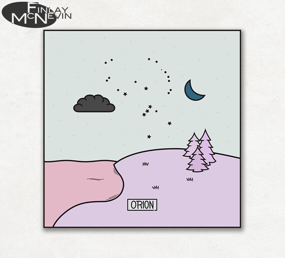 ORION CONSTELLATION Astronomy Cartoon Art Impresión | Etsy España