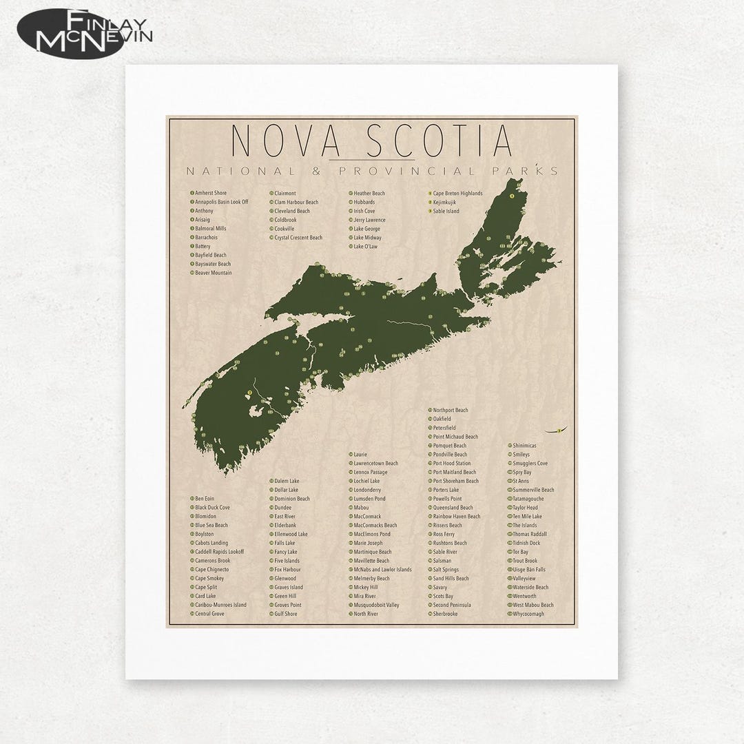 Nova Scotia National Parks & Provincial Parks Map, Giclée Print ...