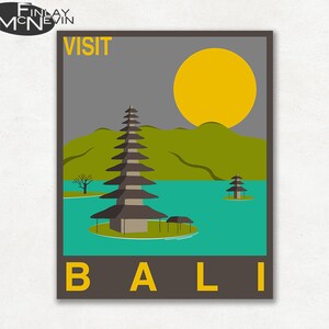 BALI, INDONESIA Travel Poster, Retro Pop Art - Etsy