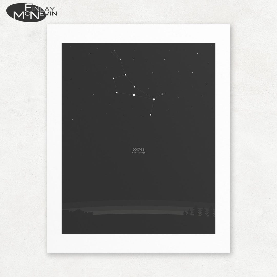 Bootes Constellation Fine Art Print, Celestial Night Sky Illustration ...