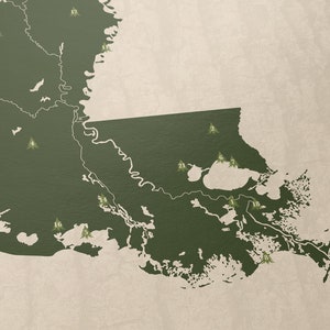 LOUISIANA PARKS, State Park Map, Fine Art Photographic Print for the ...