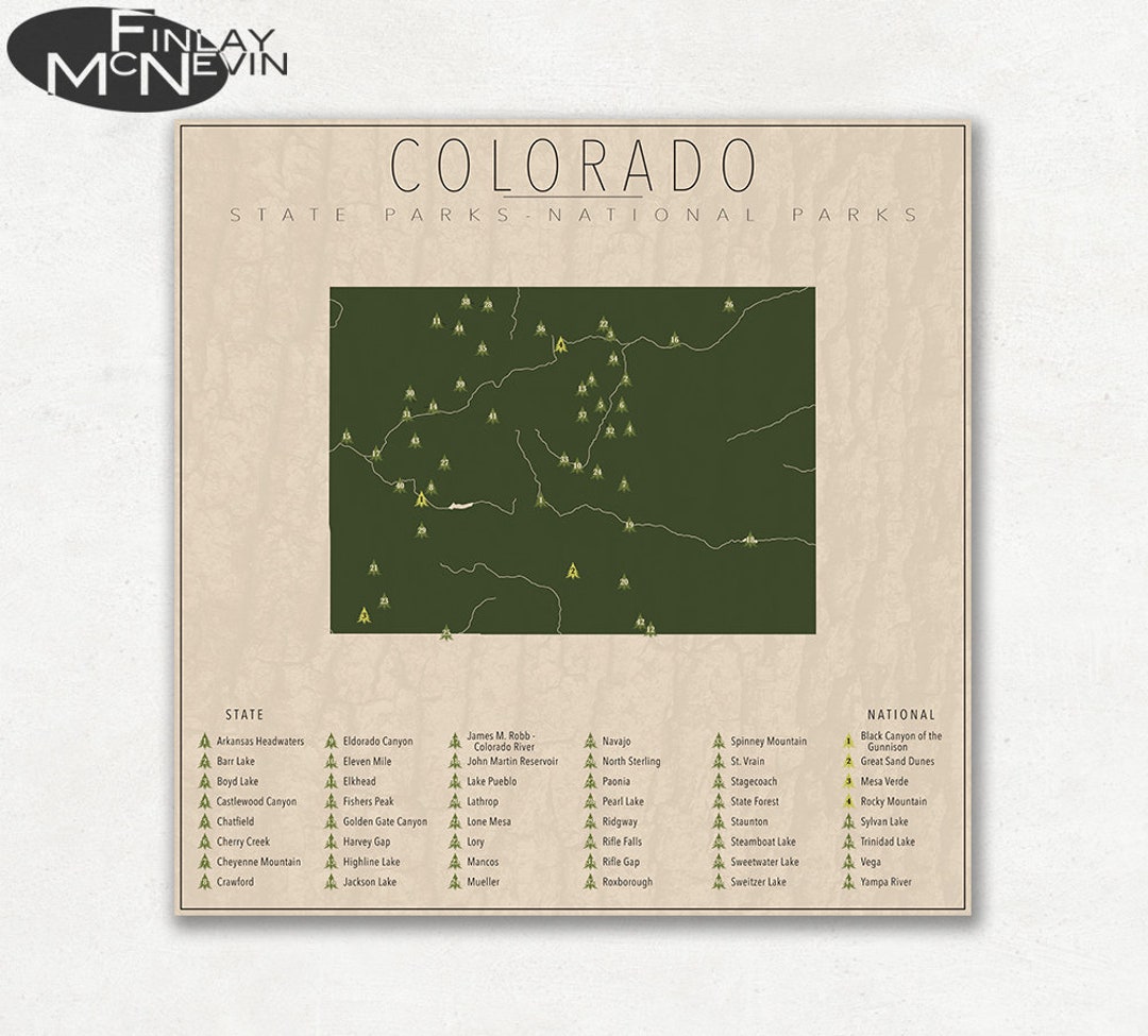 COLORADO PARKS, National and State Park Map, Fine Art Photographic ...