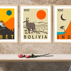 BOLIVIA, SOUTH AMERICAN Travel Poster, Retro Pop Art - Etsy