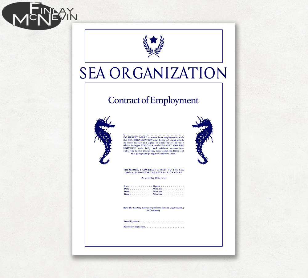 SEA ORG CONTRACT Scientology Typographic Poster Fine Art | Etsy