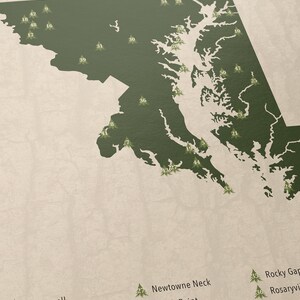 MARYLAND PARKS, State Park Map, Fine Art Photographic Print for the ...