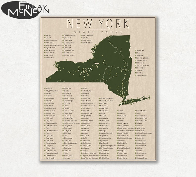 NEW YORK PARKS State Park Map Fine Art Photographic Print - Etsy Canada