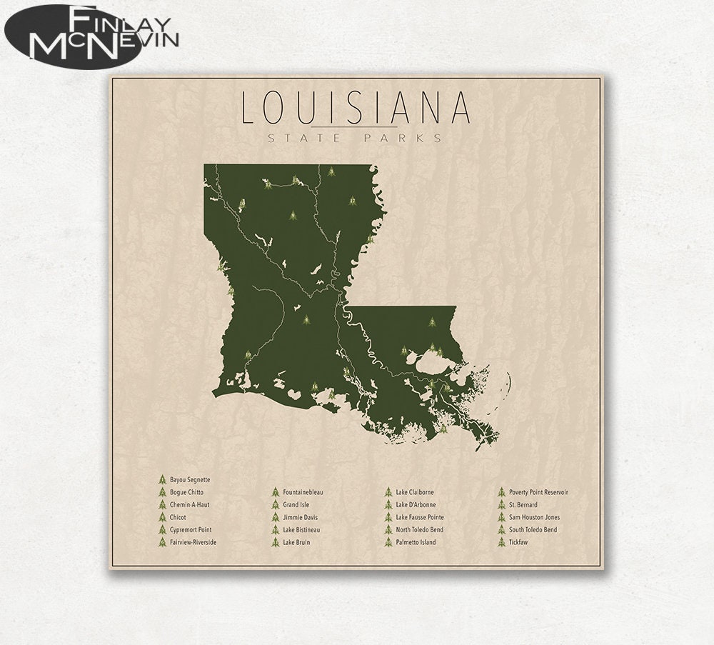 LOUISIANA PARKS State Park Map Fine Art Photographic Print | Etsy