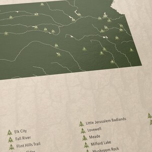 Kansas State Parks Map, Giclée Print, Vintage Wall Art, Unframed ...