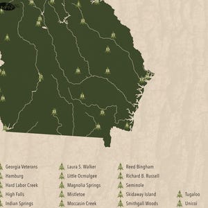 Georgia State Parks Map, Giclée Print, Vintage Wall Art, Unframed ...
