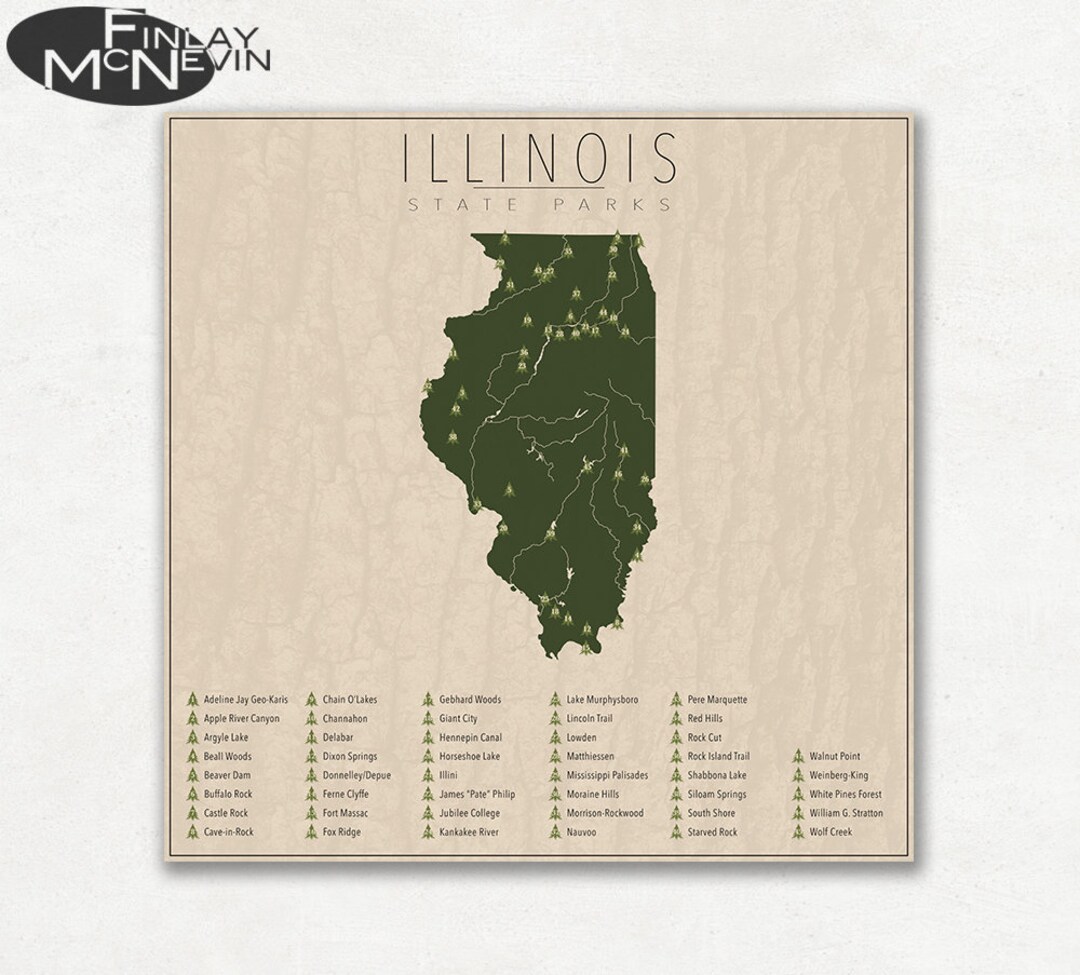 ILLINOIS PARKS, State Park Map, Fine Art Photographic Print for the ...