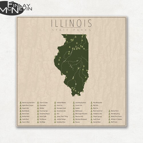 Illinois State Park Map - Etsy