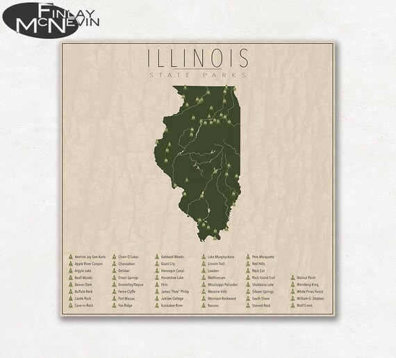 ILLINOIS PARKS State Park Map Fine Art Photographic Print - Etsy