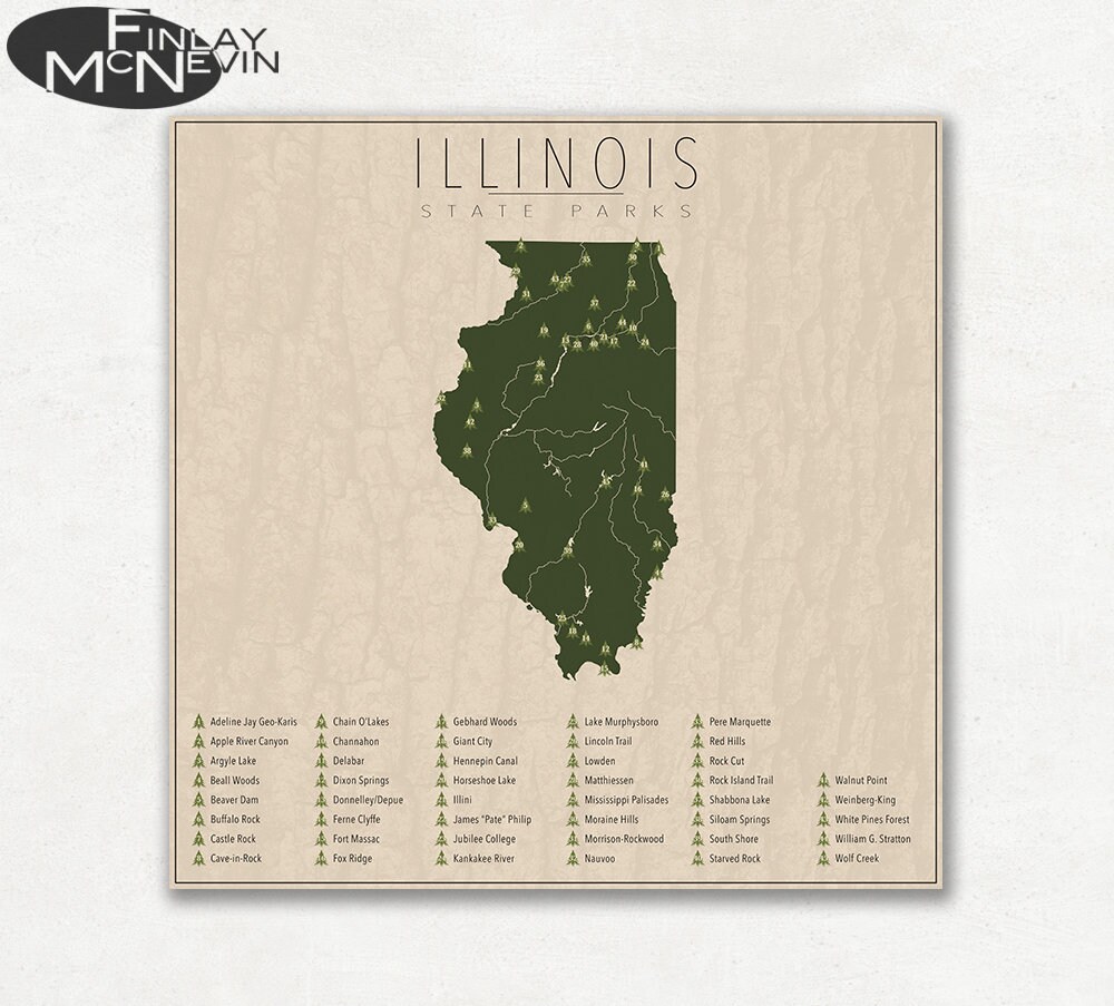 ILLINOIS PARKS State Park Map Fine Art Photographic Print - Etsy