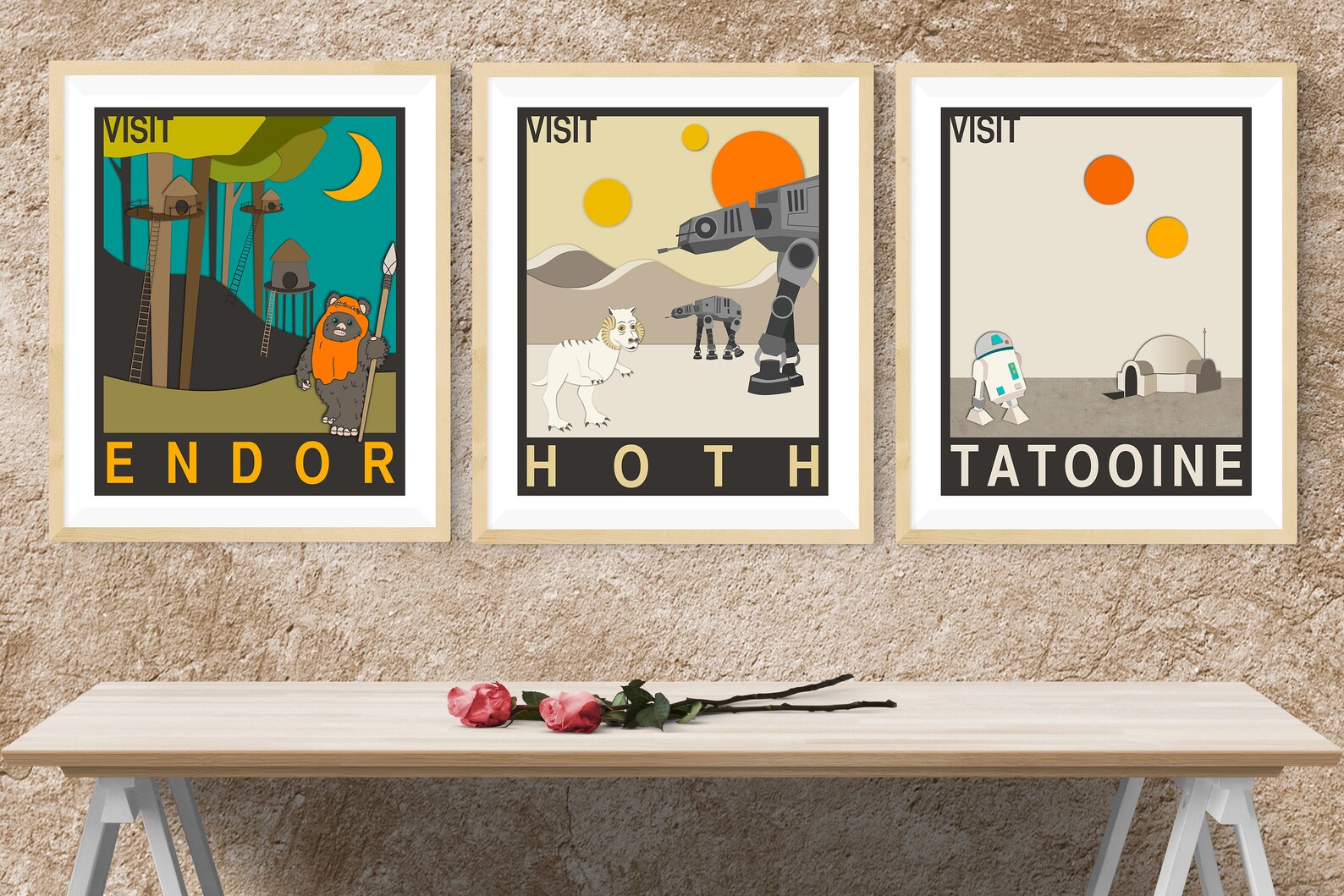 VISIT HOTH Star Wars Travel Poster Retro Pop Art Beige - Etsy