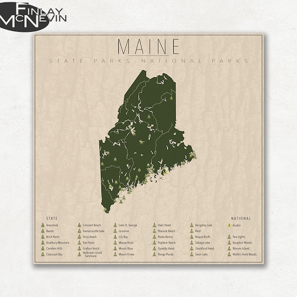 Maine Map Art - Etsy