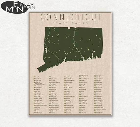 CONNECTICUT PARKS State Park Map Fine Art Photographic Print | Etsy